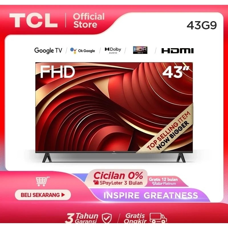 Jual TCL 43 Inch Google TV - FHD - Dolby Audio - Google Play/Netflix/Youtube - Wifi/Bluetooth ...