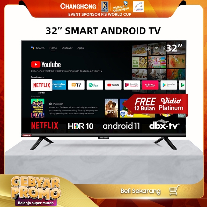 Jual Changhong 32 Inch Newest Android 11 Frameless Smart TV Digital LED TV HD (L32G7N)-Netflix ...