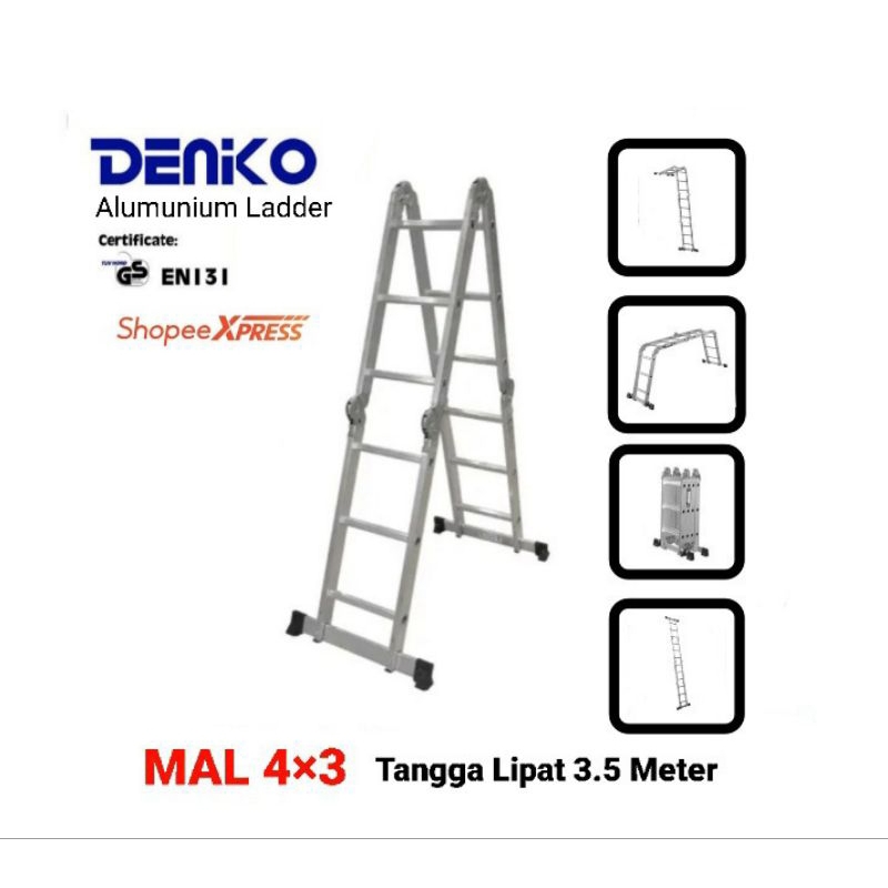 Jual Tangga Lipat 3.5 Meter Alumunium Multipurpose Ladder DENKO MAL4x3 ...