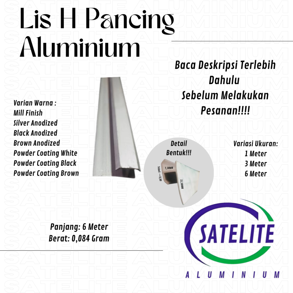 Jual LIS H PANCING ALUMINIUM LIS H ALUMINIUM | Shopee Indonesia