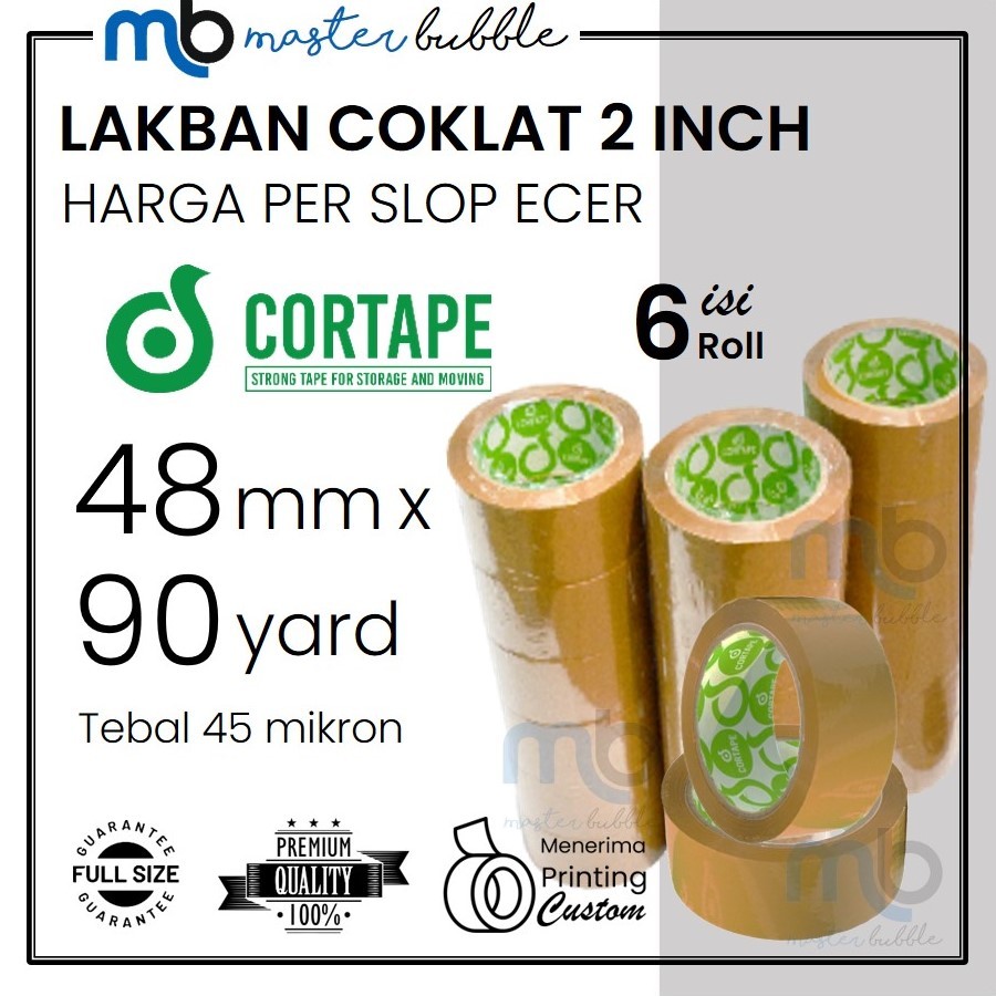Jual Lakban Coklat 2inch 48mm x 90yard Cortape / OPP Tape Selotip ...
