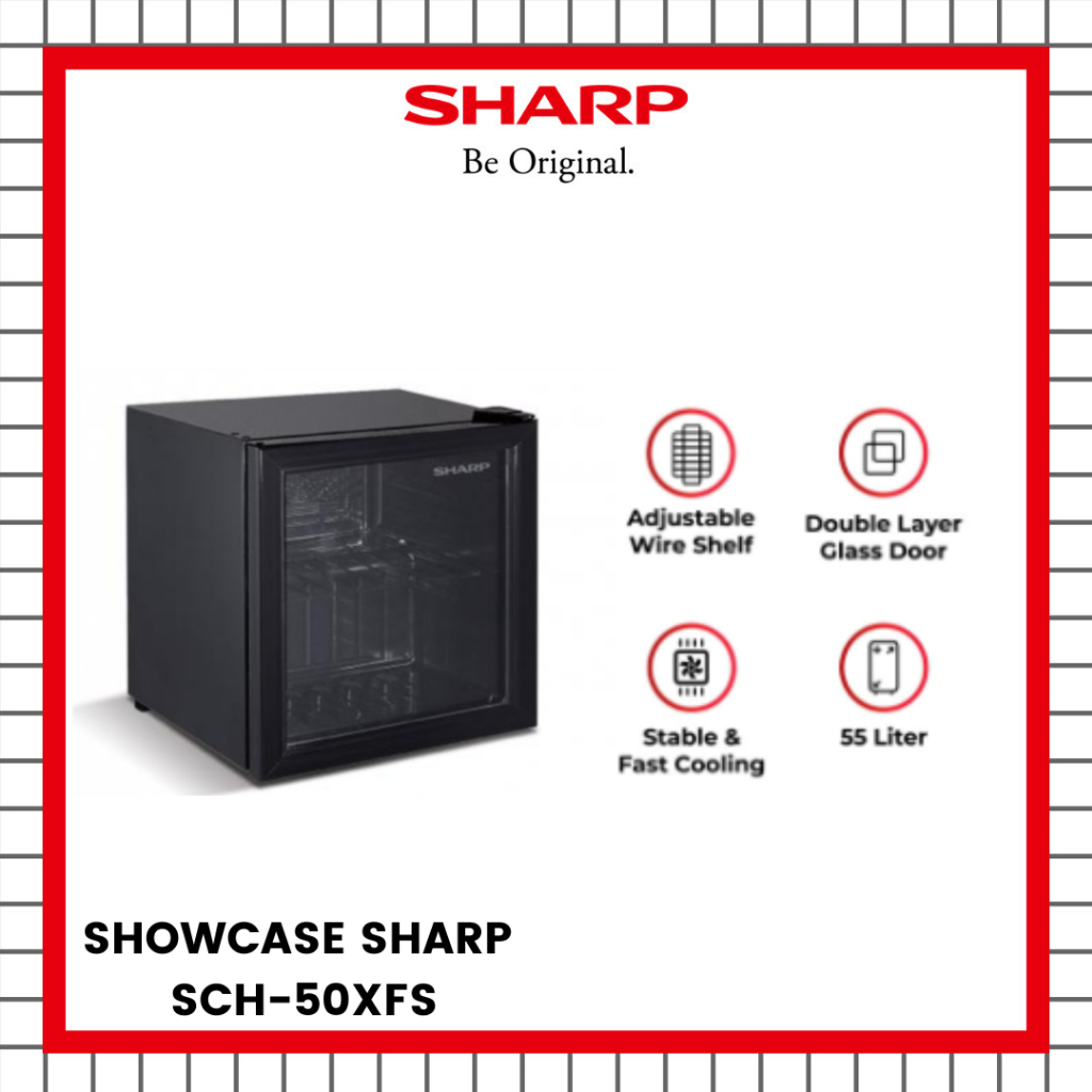 Jual SHOWCASE MINI SHARP SCH-50XFS MINI BAR DISPLAY KACA HITAM 55 LITER ...