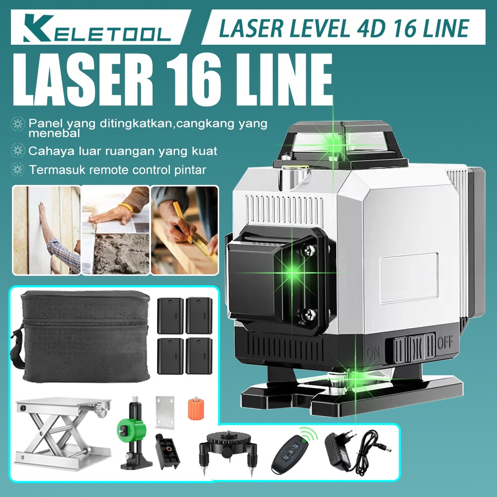Jual Keletool 4 Baterai 4D 16 line Laser level bagunan Mesin waterpass ...