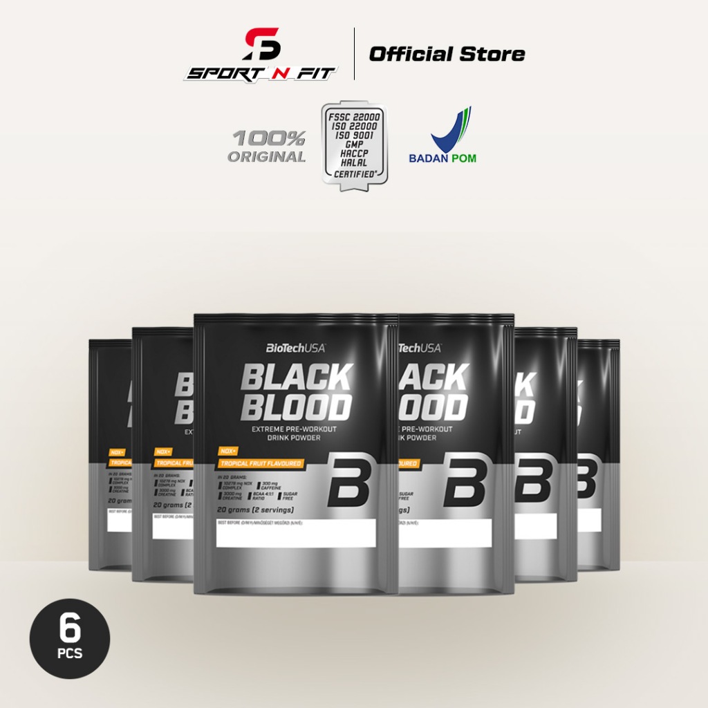 Jual BioTechUSA - SACHET BLACK BLOOD PRE'WORKOUT 20 Gram optimum Energy | Shopee Indonesia