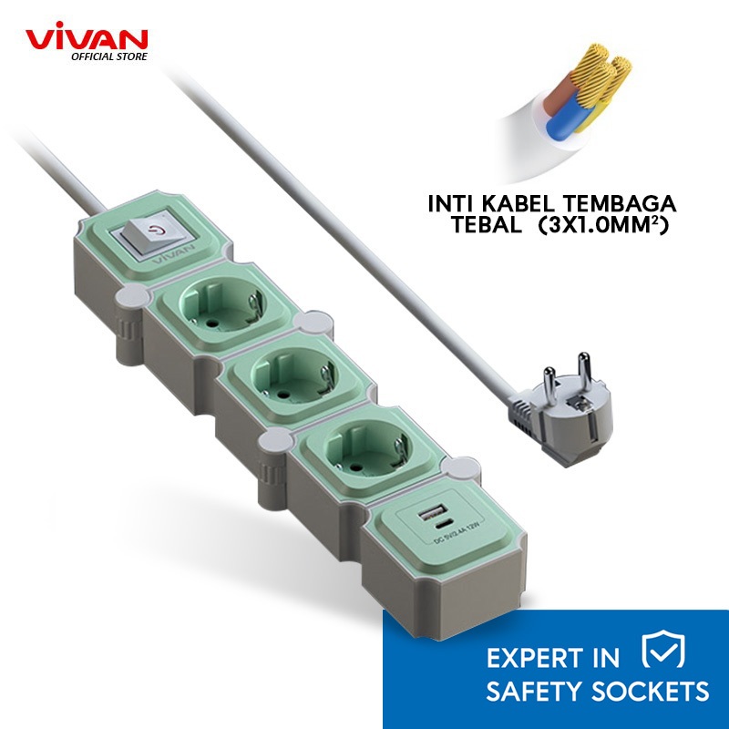 Jual VIVAN Safety Socket VPS-H PRO Series Saklar Adaptor Stop Kontak ...