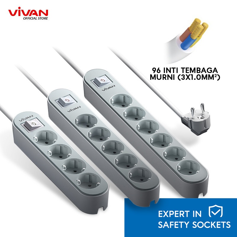 Jual VIVAN Safety Socket VPS PRO Series Stop Kontak Saklar Socket 4 - 6 ...