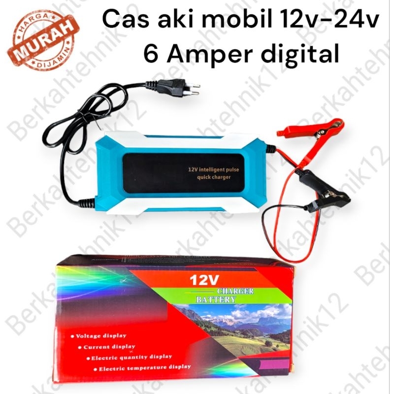 Jual Charger Aki 12v 6a Digital Cas Aki mobil motor intelligent pulse ...