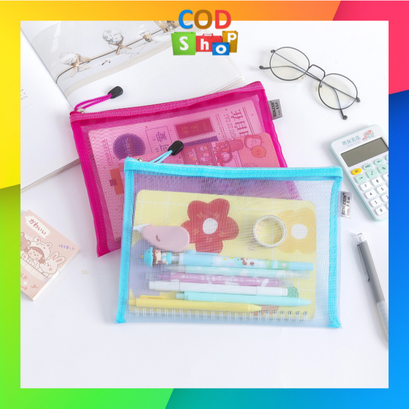 Jual COD - S6245 Zipper Bag Map Jaring / Kotak Pensil Jaring Resleting ...