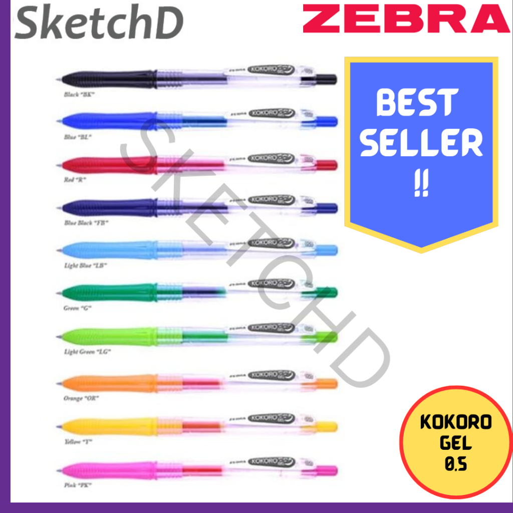 Jual Pena Kokoro Gel 05 Zebra Gel Pen 0.5 mm Ballpoint Warna | Shopee ...