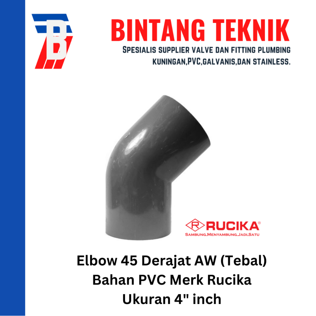Jual Elbow / Knee 4" inch PVC Rucika AW (Tebal) 45 Derajat | Shopee Indonesia