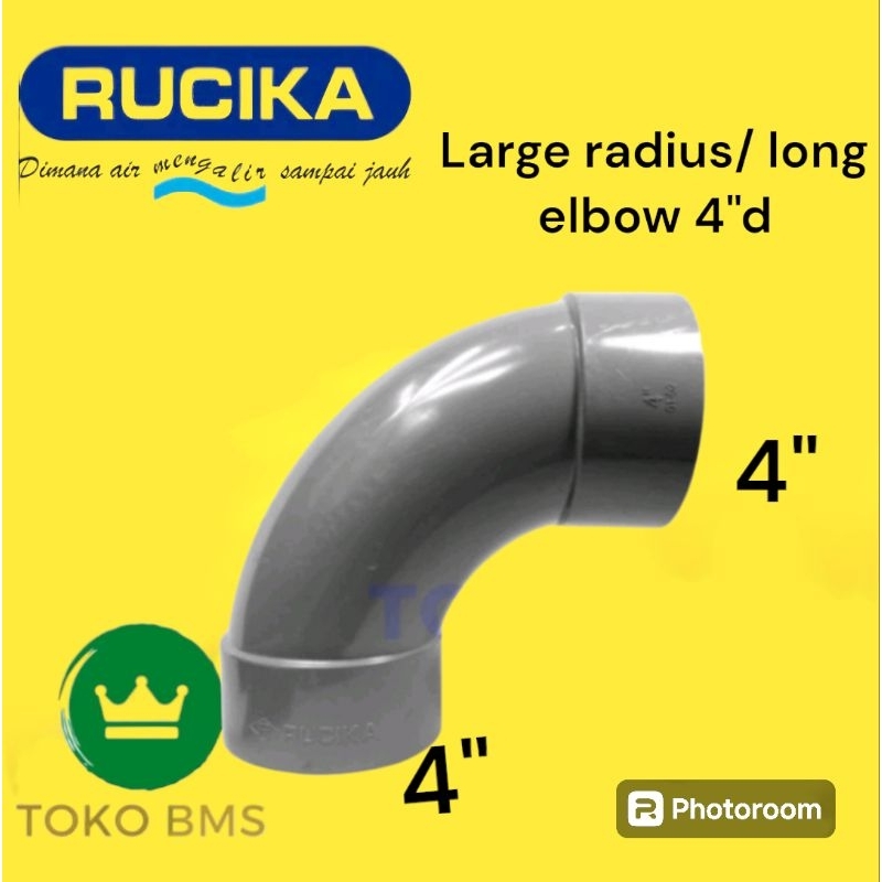 Jual Large Radius Elbow 4" inch PVC Rucika D long elbow | Shopee Indonesia