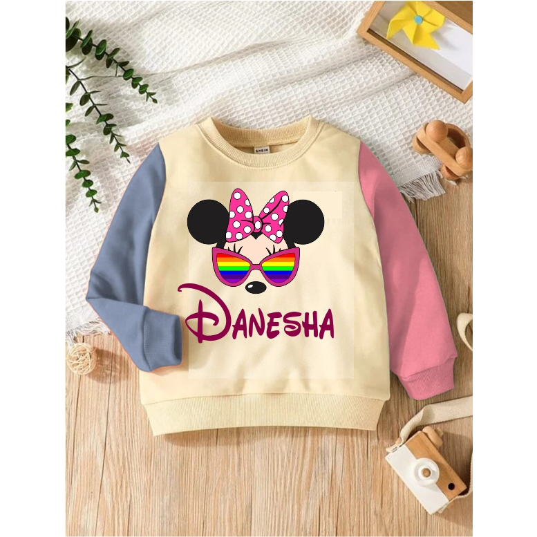 Jual SWEATER CREWNECK ANAK, 3 COLOUR MODEL KACAMATA RAINBOW MIKI & MINI ...
