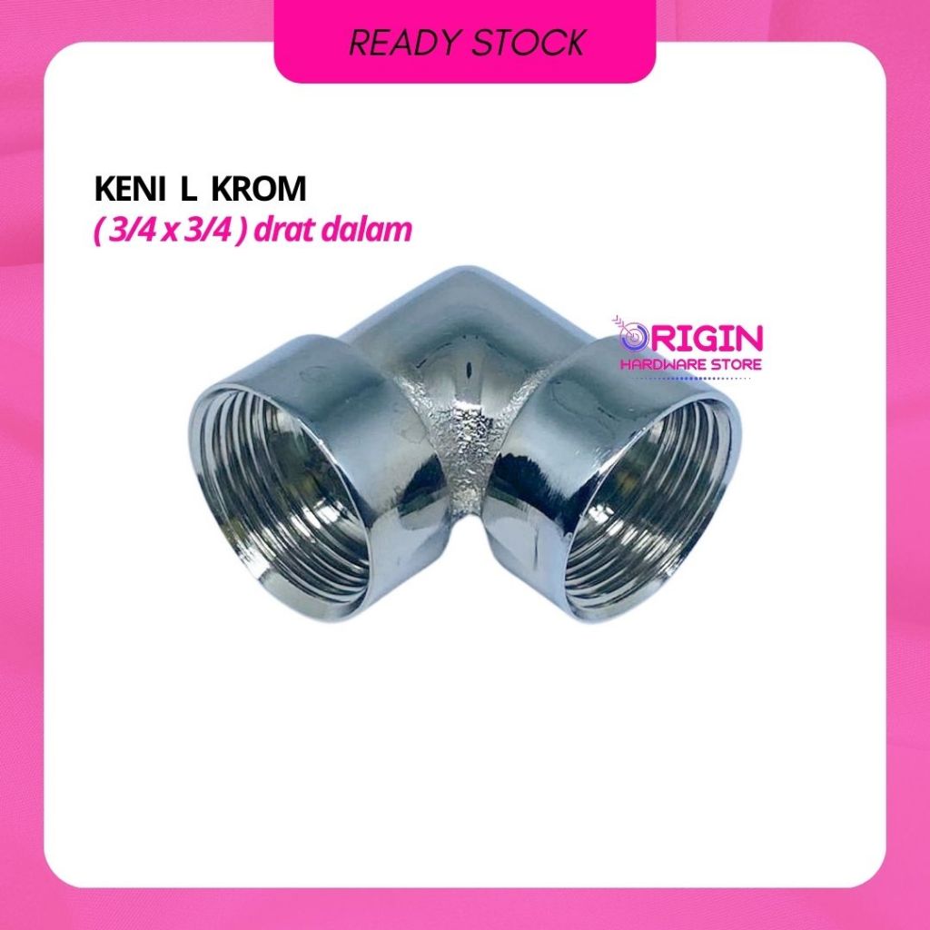 Jual Keni L 3/4 x 3/4 Inch DRAT DALAM - Kuningan Krom/Nepel Kne/Elbow ...