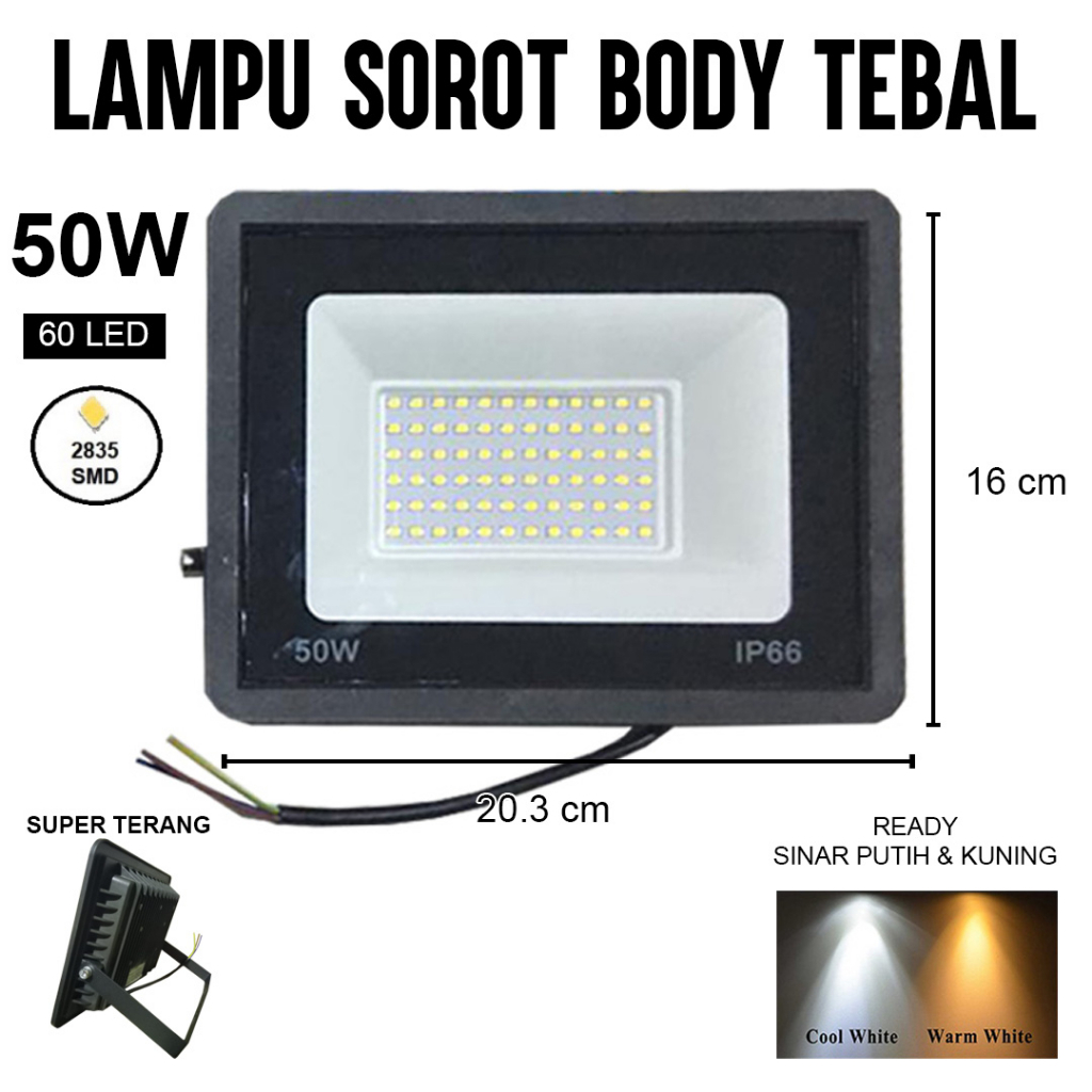 Jual Lampu Sorot LED 10W 20W 30W 50W 100W 200W / Outdoor/ Tembak / Panggung/ Lapangan / Taman ...