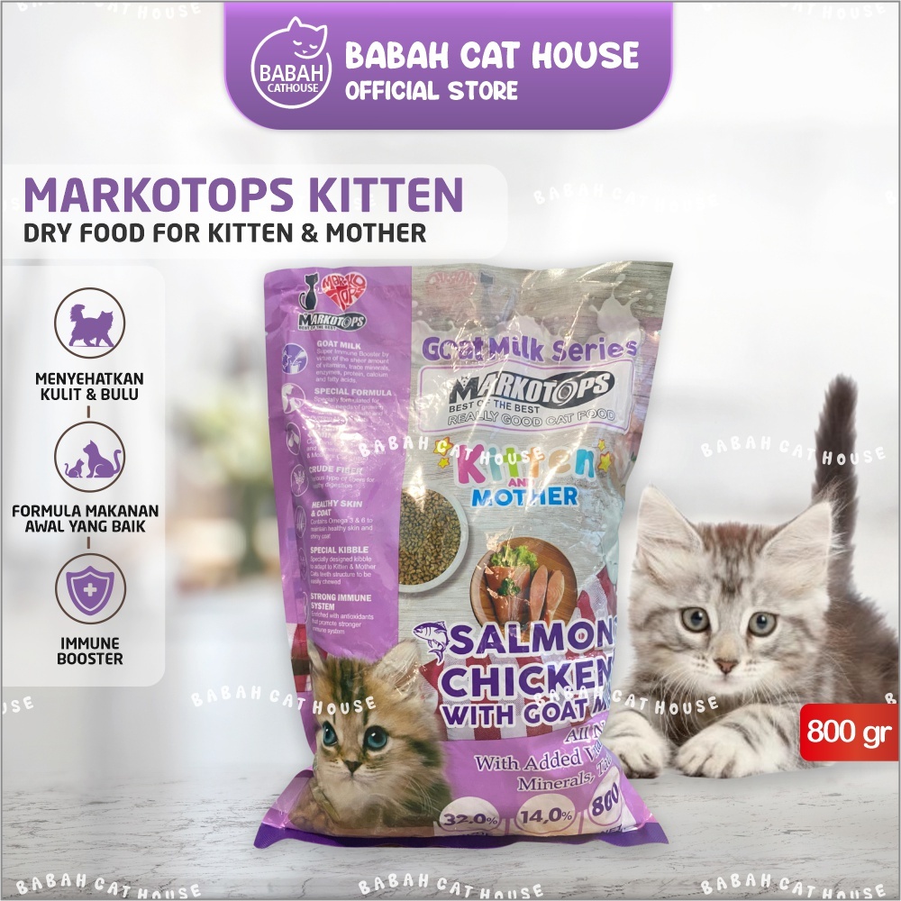 Jual MARKOTOPS KITTEN AND MOTHER SALMON CHICKEN 800GR Makanan Kucing ...