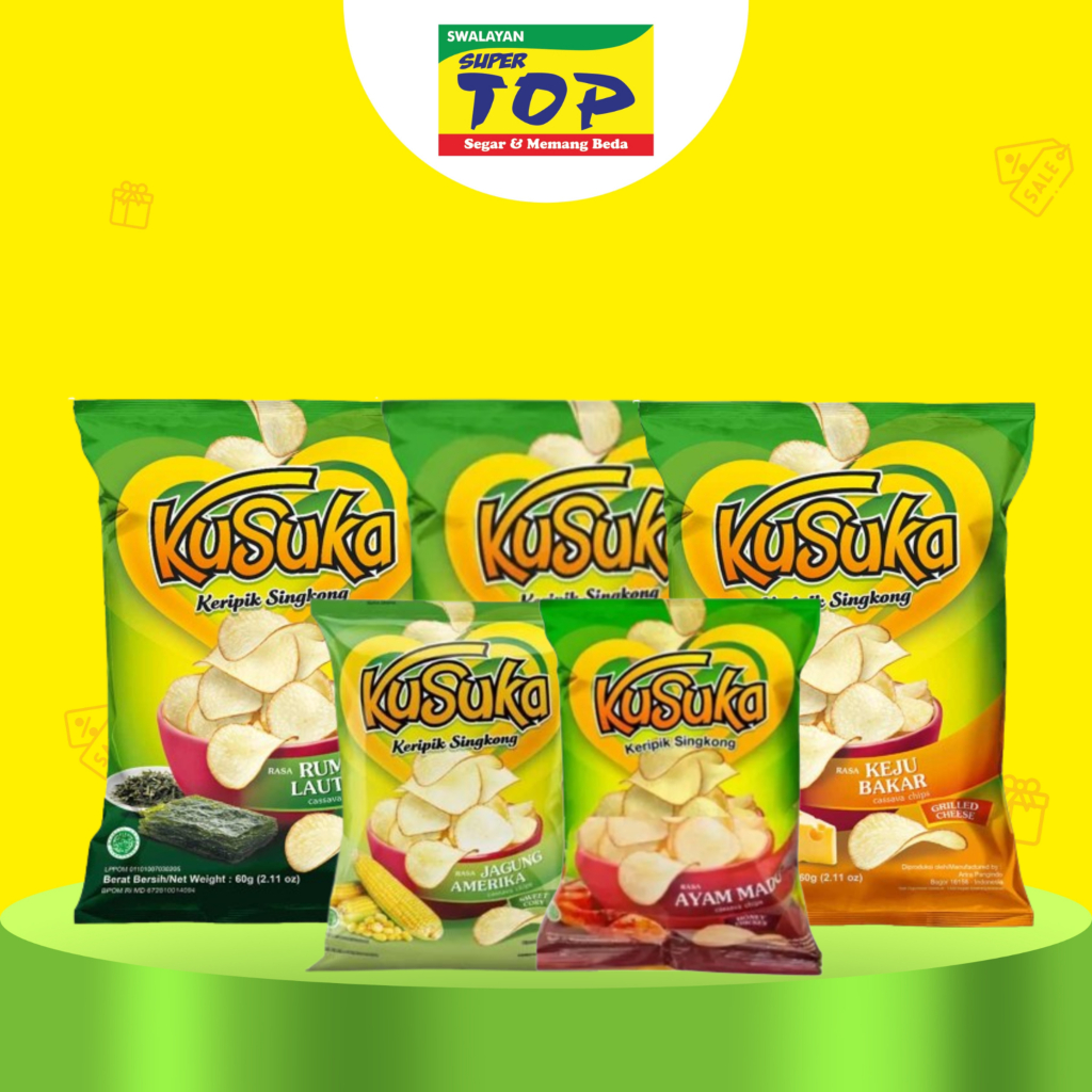 Jual ~TOP~ KUSUKA KERIPIK SINGKONG ALL VARIAN 20GR / 60GR | Shopee ...