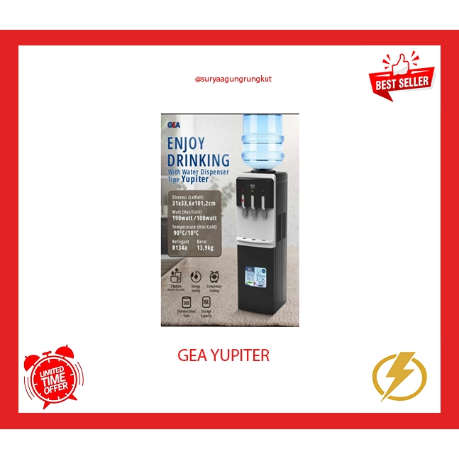 Jual DISPENSER GEA GALON ATAS 190 WATT - YUPITER | Shopee Indonesia