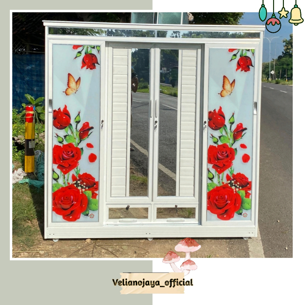 Jual {NOTA} Lemari Pakaian 4 Pintu Sleding + 2 Laci // Bahan Alumunium ...