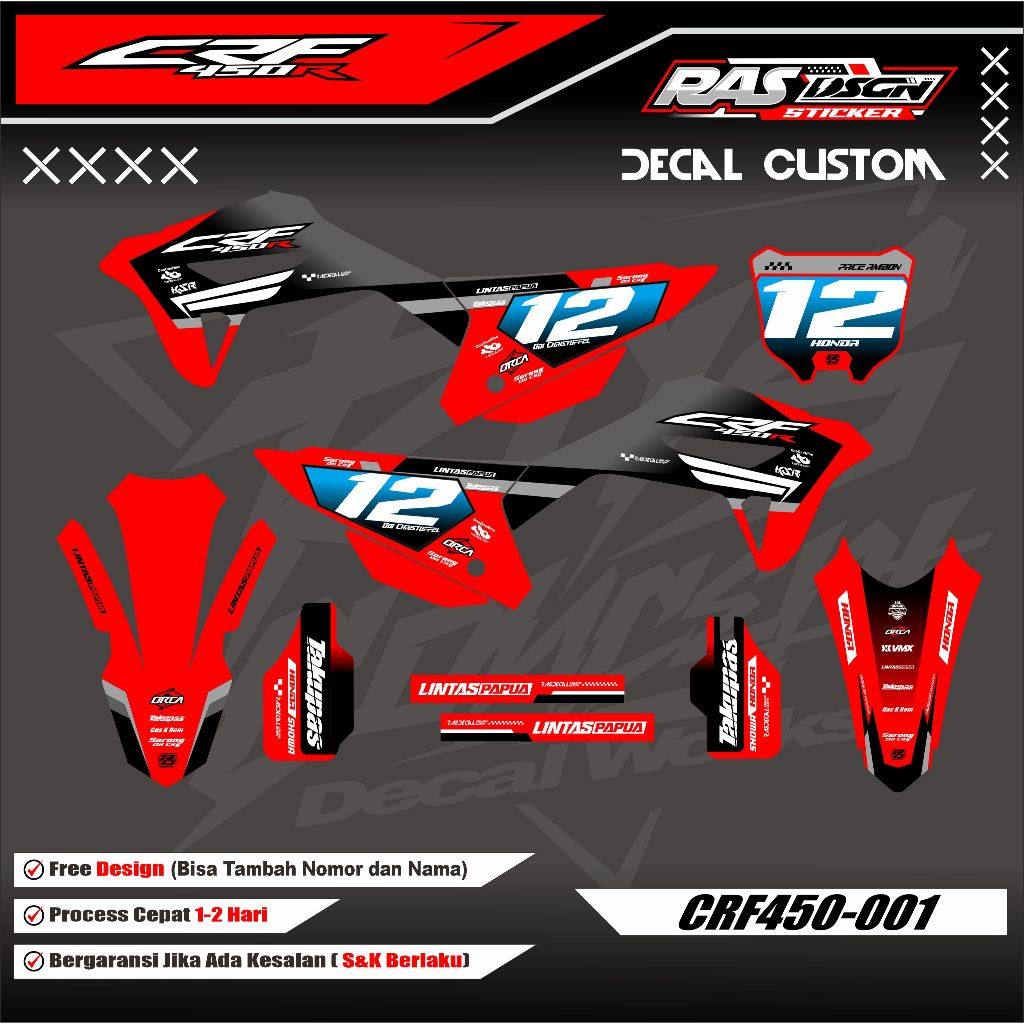 Jual Decal Stiker CRF 450 / Stiker Decal CRF 450R / Stiker Decal CRF ...