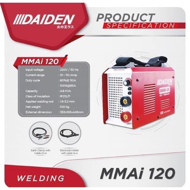 Jual DAIDEN mesin las mma 120 travo las daiden inverter mma 120 japan | Shopee Indonesia