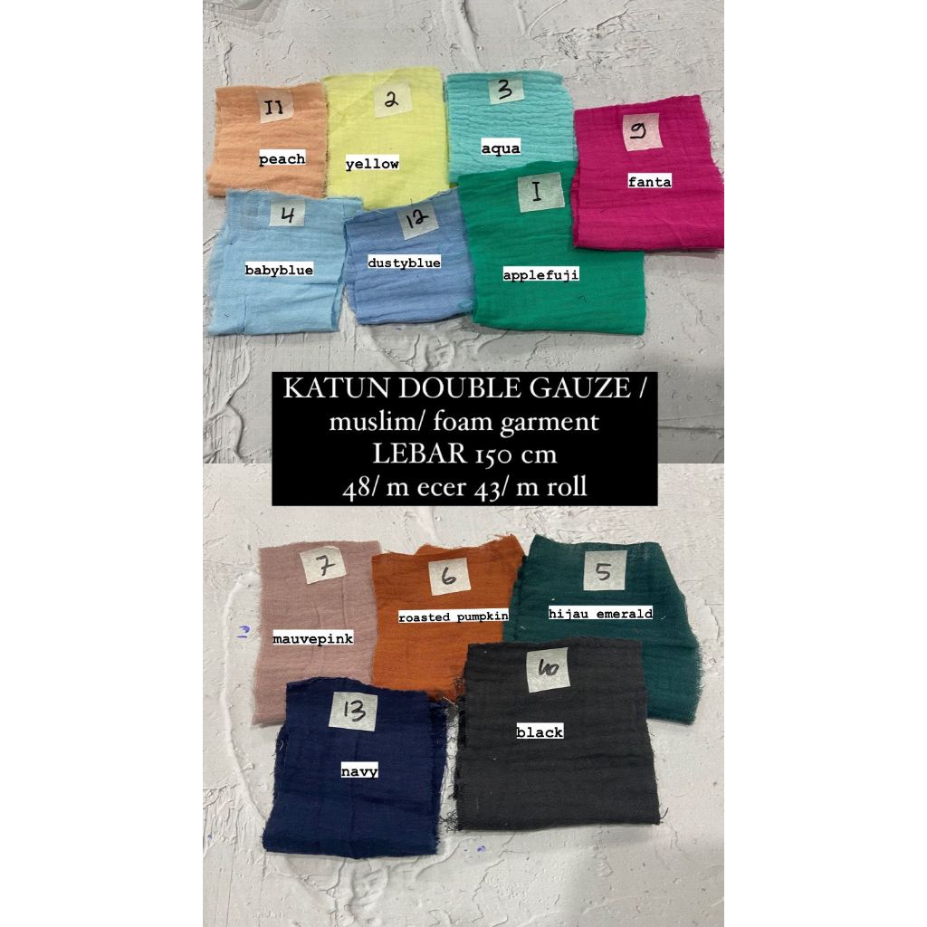 Jual Double Gauze Garment Katun Cotton foam warna warni | Shopee Indonesia