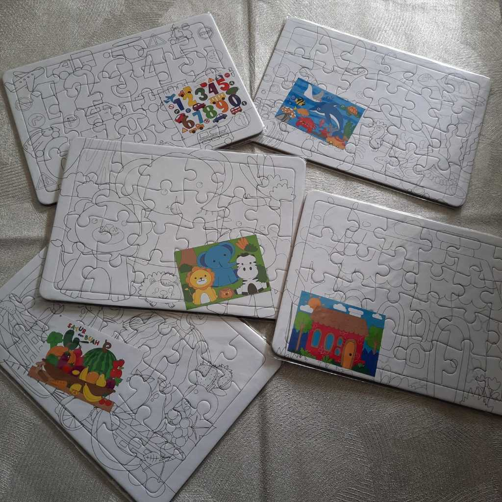 Jual Mainan Mewarnai dan Merangkai Puzzle Papan Kayu | Shopee Indonesia