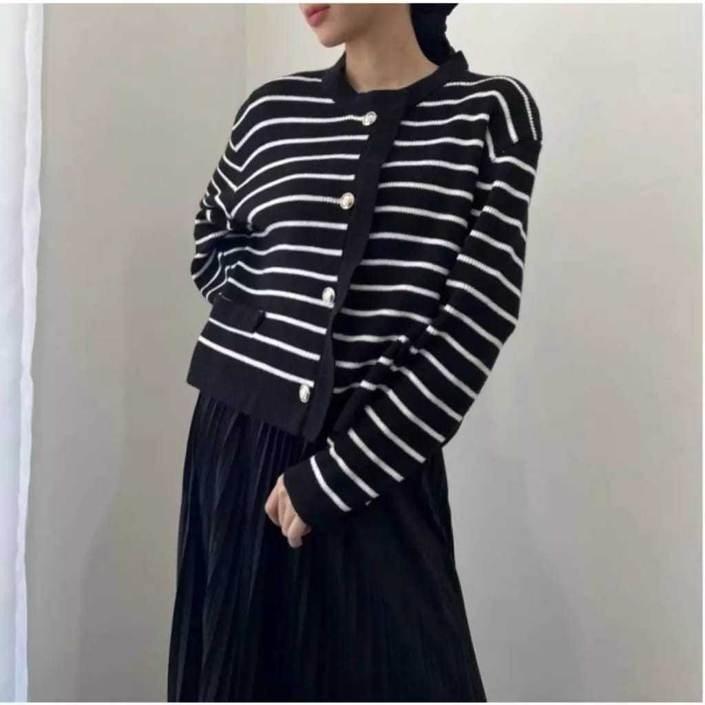 Jual Cheesy Cardy Stripe Kinara Kardigan Jisso Cardigan Kancing Knit ...