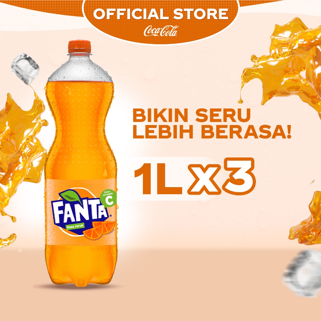 Jual Fanta Rasa Orange Jeruk Minuman Soda - Botol 1L x 3pcs | Shopee Indonesia