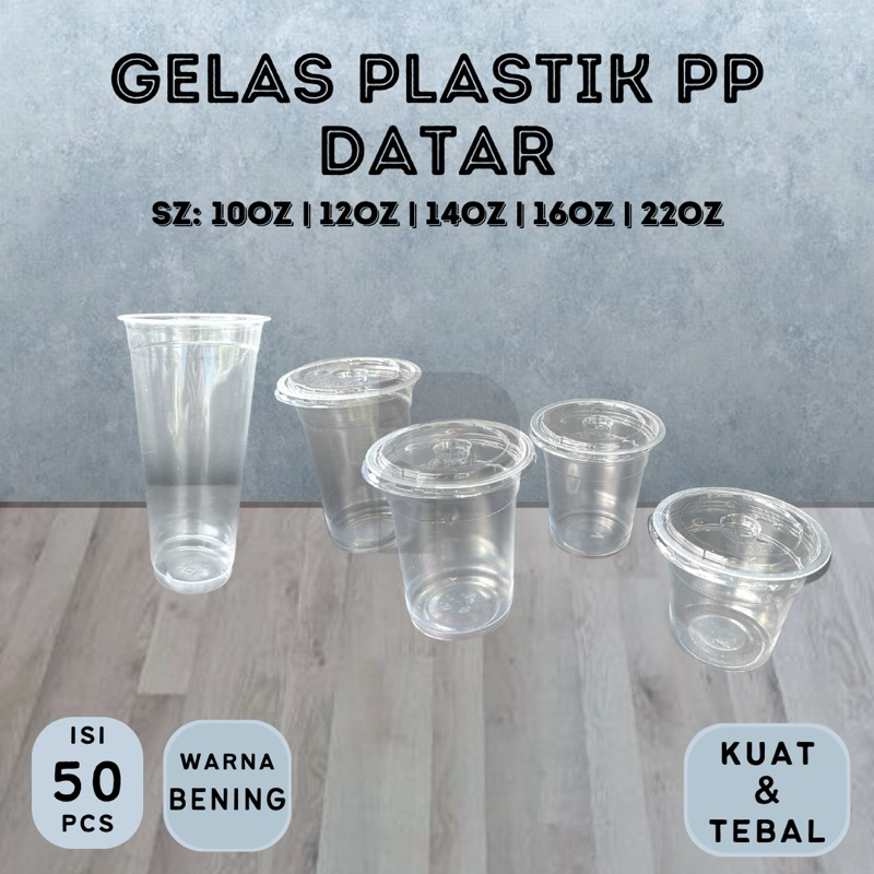 Jual Gelas Plastik HOK Pop Ice Oz 10oz 12oz 14oz 16oz 22oz Datar Tutup ...