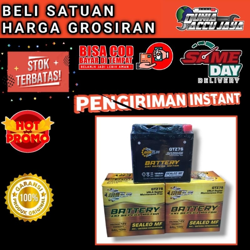 Jual Aki motor kering 128 plus original gtz7s gtz6v 6ah 12v matic ...
