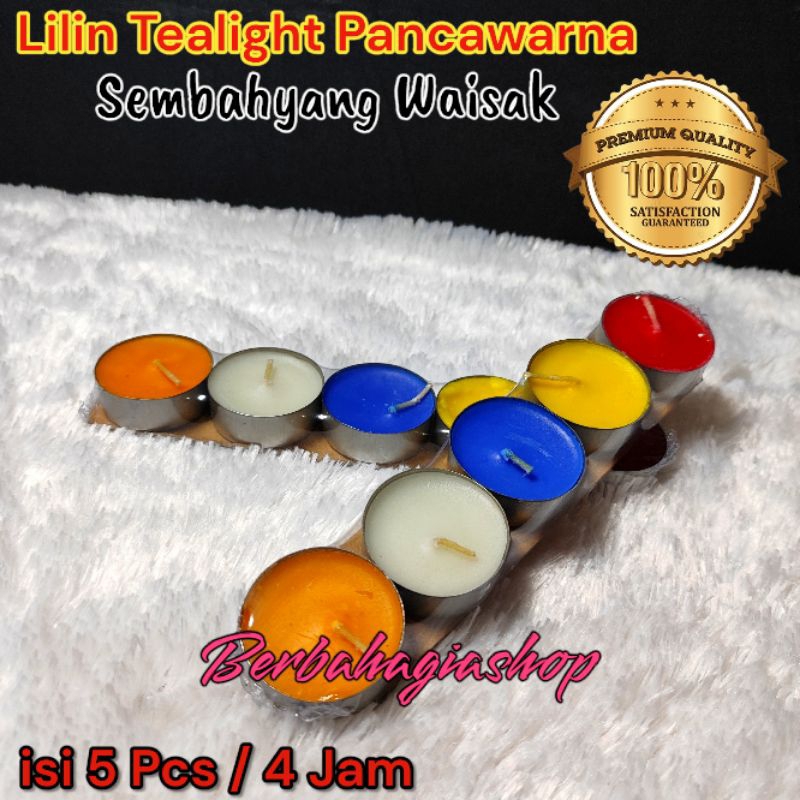 Jual Lilin Tealight Bulat 5 Warna Buddha Waisak / Lilin Pancawarna ...