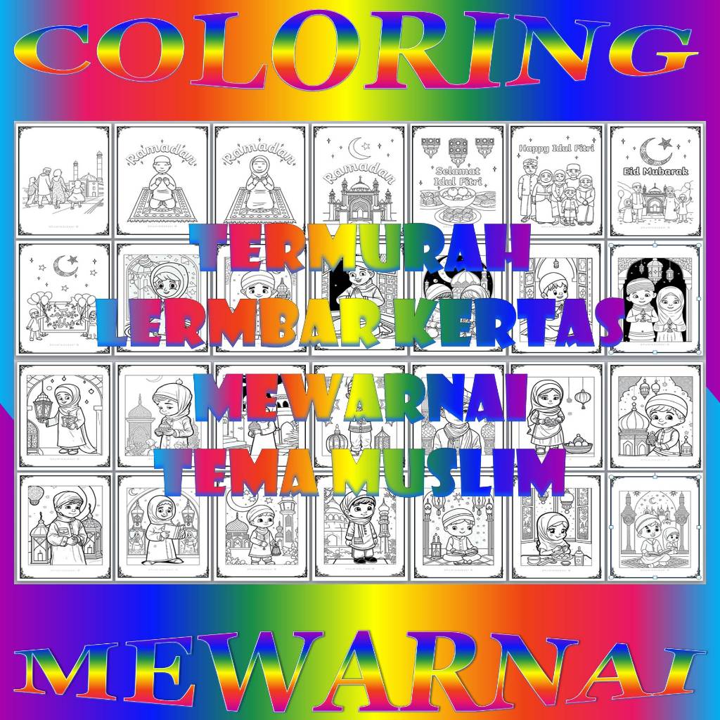 Jual Tema Muslim Lembar Kertas Mewarnai | Shopee Indonesia