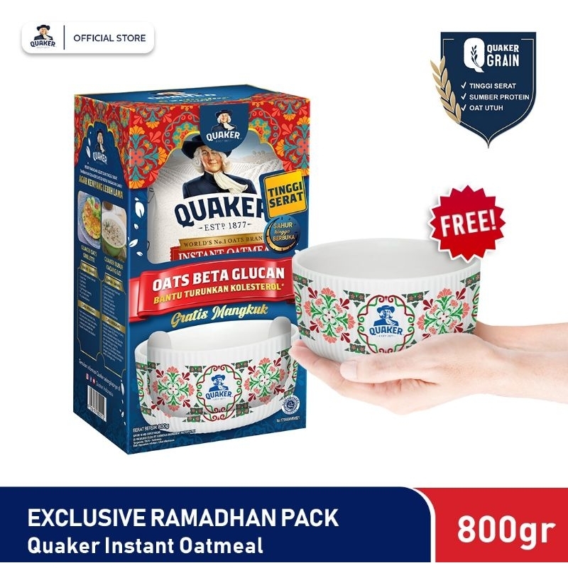 Jual Quaker Instant Oatmeal 800gr Quaker Quick Cooking Oatmeal 800gr ...