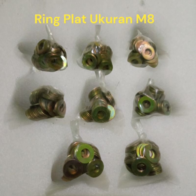 Jual Ring Plat Kuning Ukuran M8 untuk baut 12 isi satu bungkus 50pcs ...