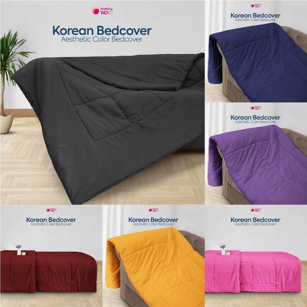 Jual Bedcover Korea Katun Polos Aesthetic Look Minimalis ala Korean ...