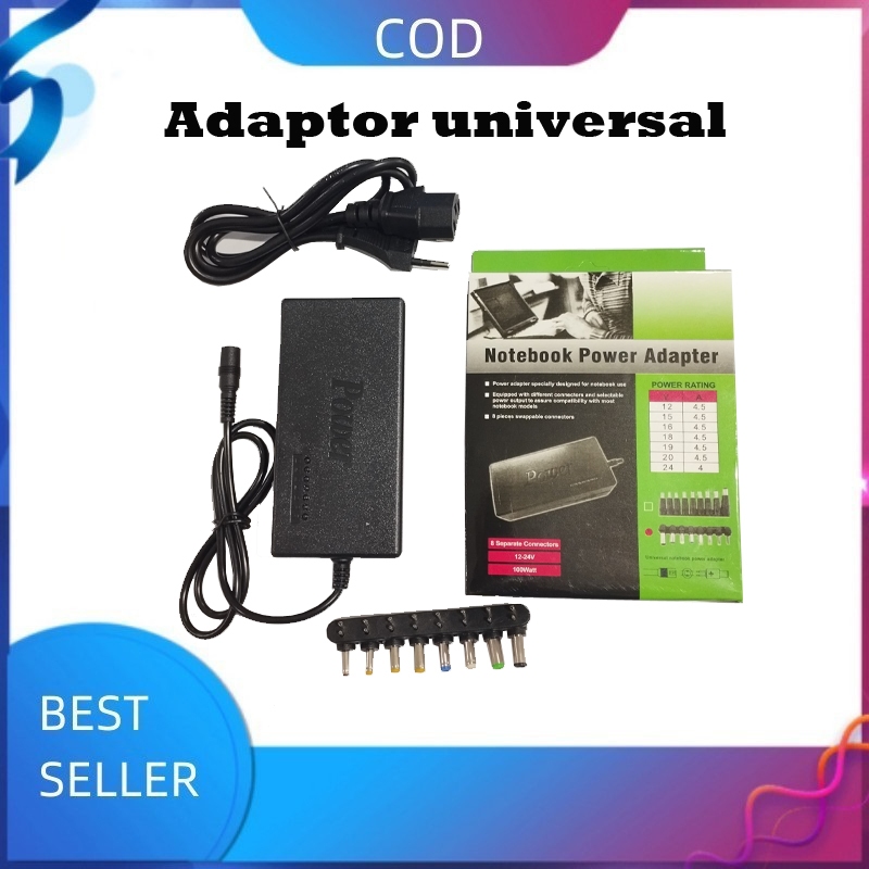 Jual adaptor laptop universal 12V - 24V 96W jack 8 ukuran colokan ...