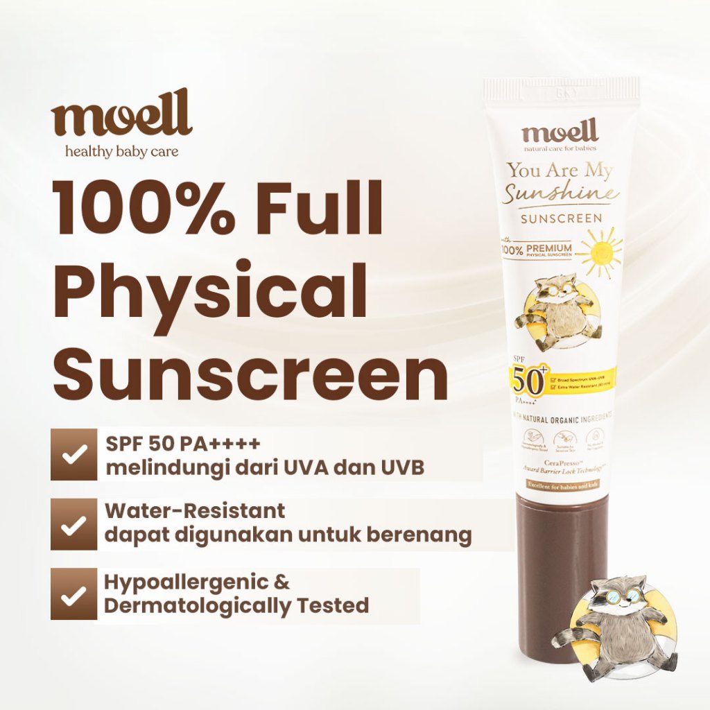 Jual Moell Physical Sunscreen Anak & Bayi SPF 50+ (PA++++) 30 gr ...