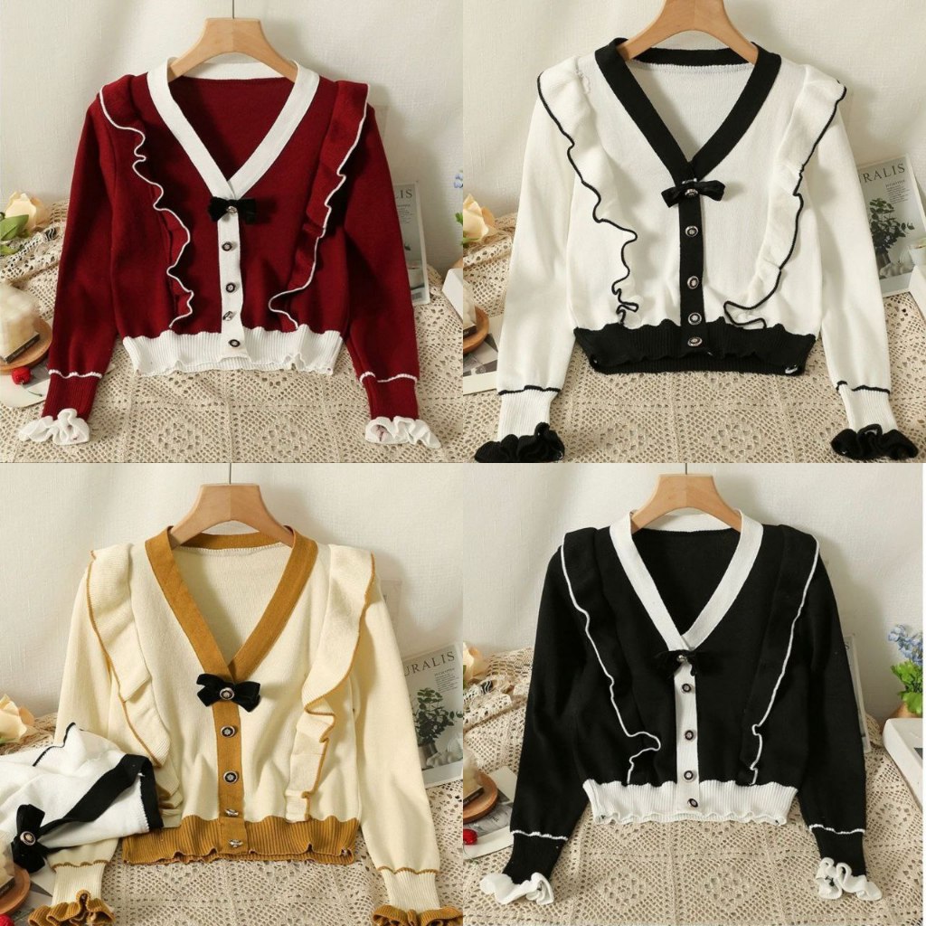 Jual Gloryshop88 Atasan Rajut Renda Pita Atasan Korean Style / Rajut ...