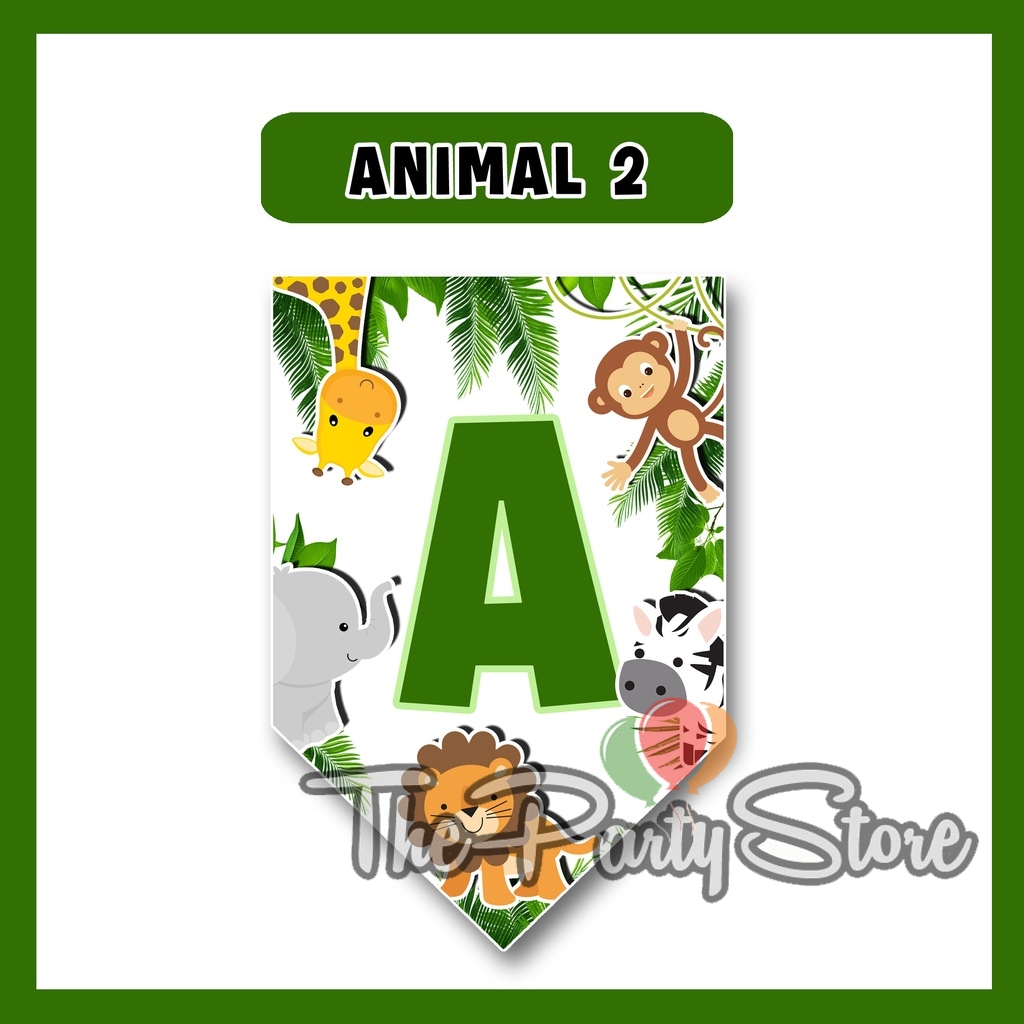 Jual Banner Bunting Flag Happy Birthday Karakter Animal/Banner Custom ...
