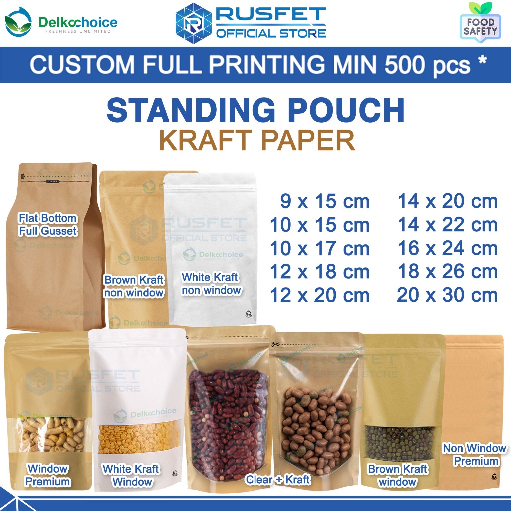 Jual Standing Pouch KRAFT PAPER Ziplock Kemasan Plastik Klip Makanan ...