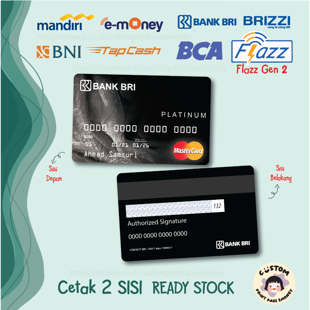 Jual KARTU E MONEY E TOLL KREDIT CARD BANK BRI PLATINUM BLACK BATIK ...