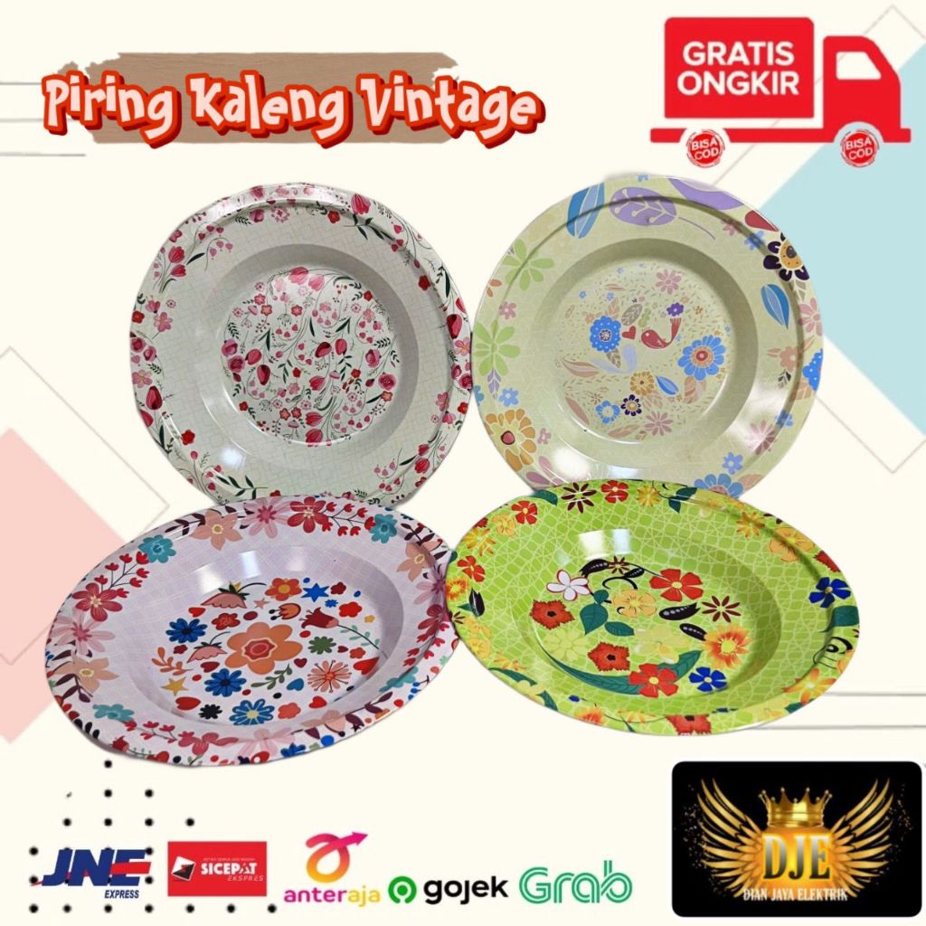 Jual Piring Seng Motif Vintage 20cm 22cm/ Piring Enamel/Piring kaleng ...