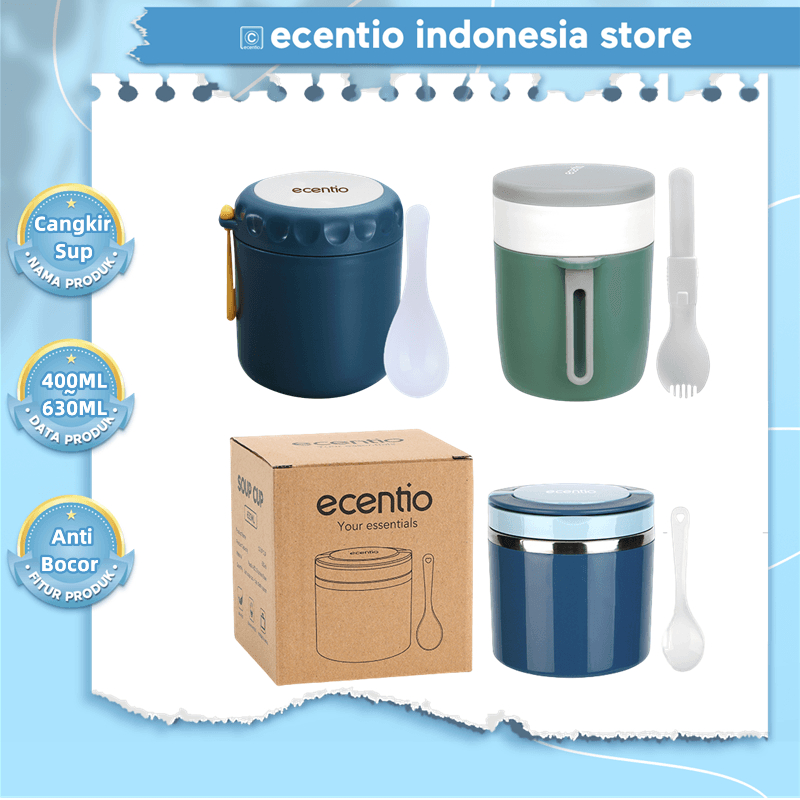 Jual ecentio cangkir sup portable soup tahan panas anti tumpah lunch ...
