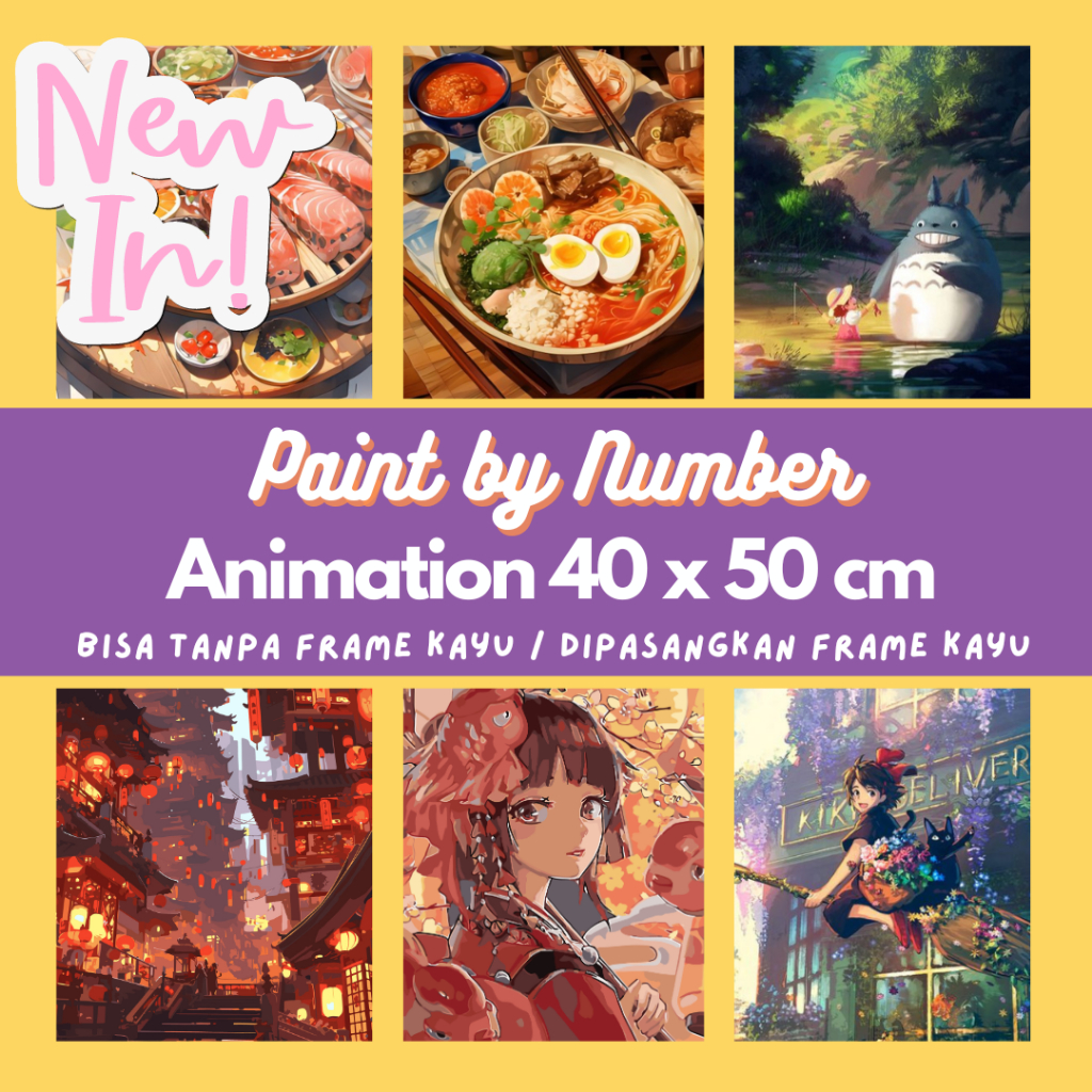 Jual Paint By Number 40x50cm ANIMATION (Canvas dengan/tanpa Frame) DIY Painting Gift Hadiah Unik ...