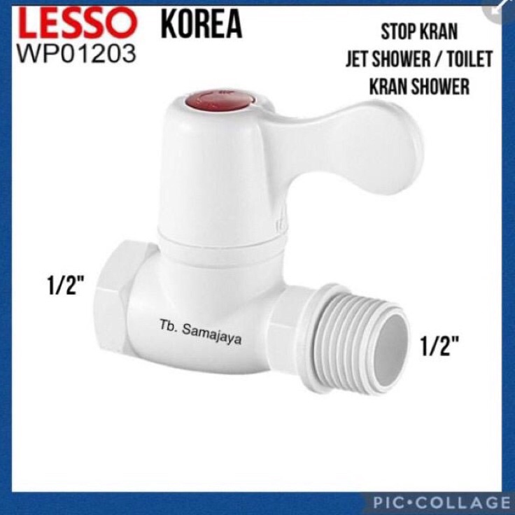 Jual STOP KRAN LESSO PVC KOREA Drat luar 12 x drat dalam 12 stopkran ...
