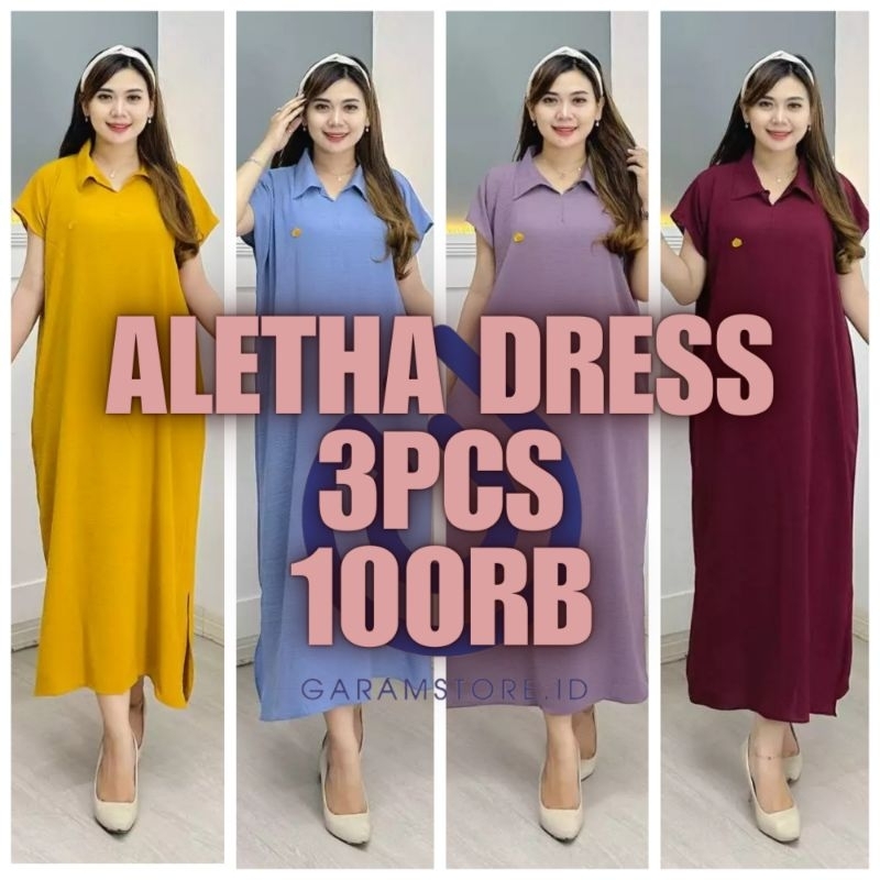 Jual Aletha Dress Paket 3pcs 100rb Daster Aletha Bahan Cringkle Airflow ...