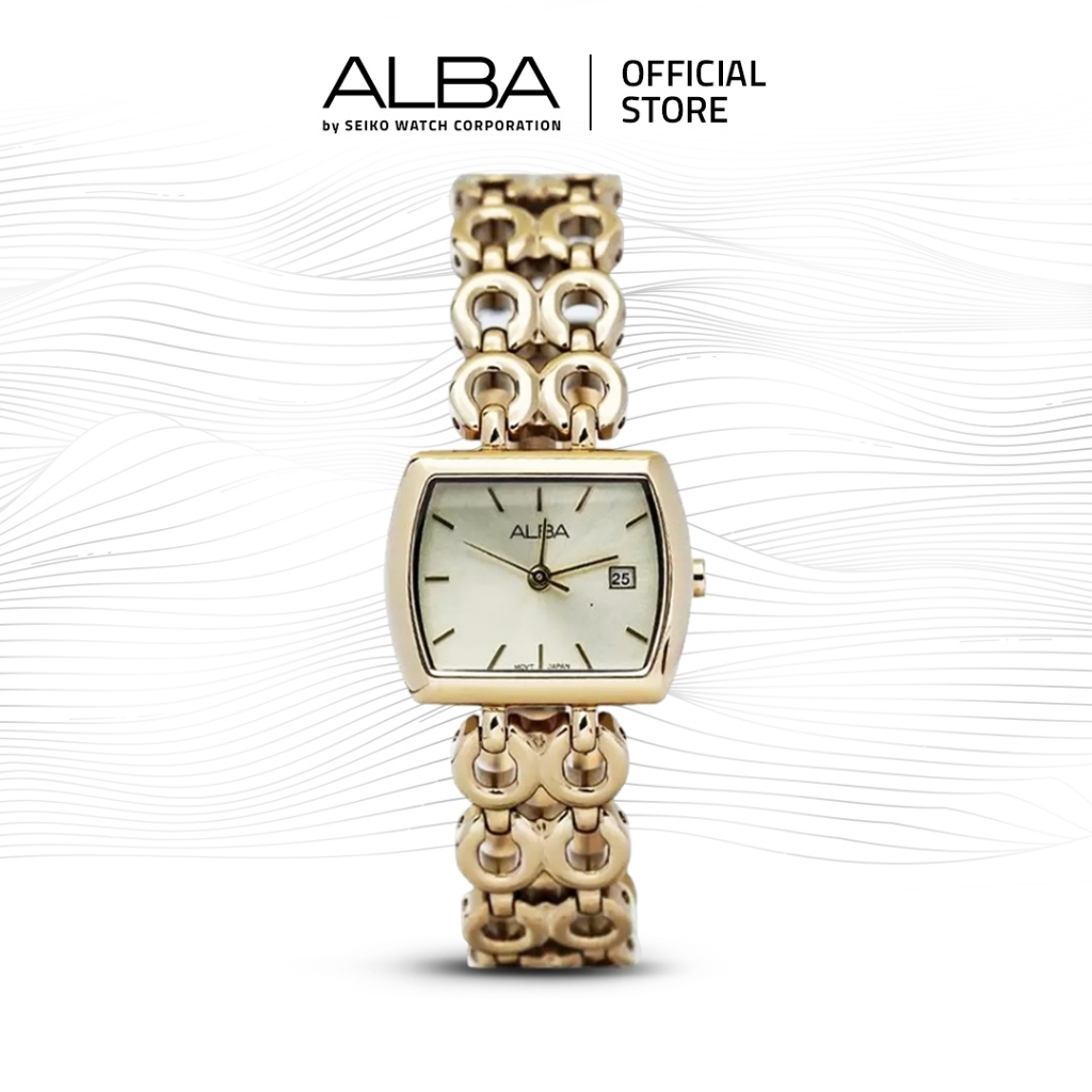 Jual Alba Jam Tangan Wanita Tank AH7R12 / AH7R12X1 Quartz Gold Dial ...