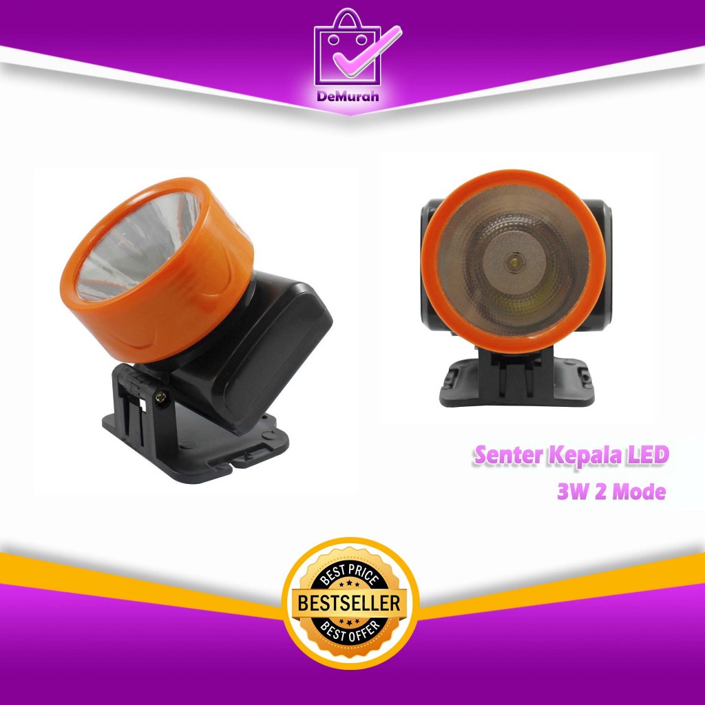 Jual Senter Kepala LED 3W 2 Mode - Lampu Kepala Baterai AA Head Light ...