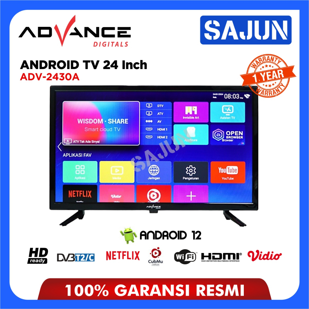 Jual Advance Smart TV Led Digital ADV2430A Android TV 24 inch HD ADV-2430A | Shopee Indonesia