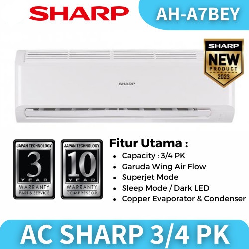 Jual AC SHARP STANDART 3/4 PK AH07-BEY (UNIT ONLY) | Shopee Indonesia